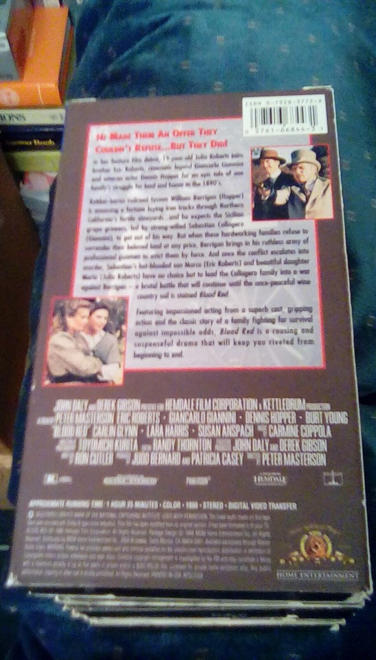Blood Red (1988) VHS drama Dennis Hopper Eric Roberts Julia Roberts ...