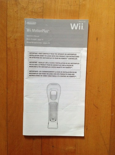 Nintendo Wii MotionPlus Operations Guide Instruction Manual Booklet OEM ...