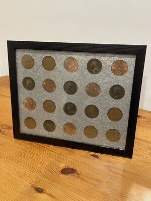 Pre Decimal Coin Display Frame For One Penny X20 Slots Collection Rare ...