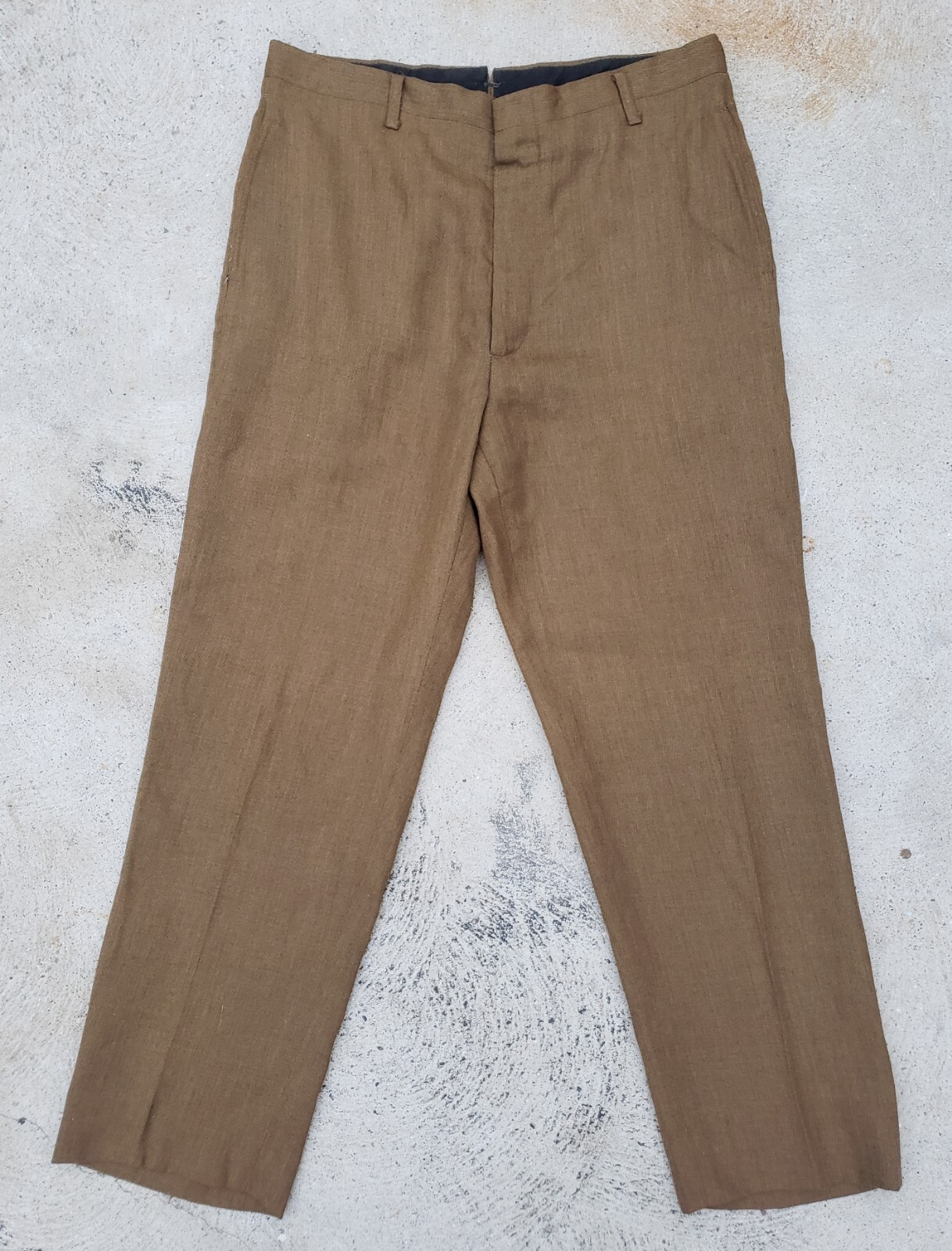 Vintage Men's 50s 60s Brown Flat Panel Drop Loop Trou… - Gem