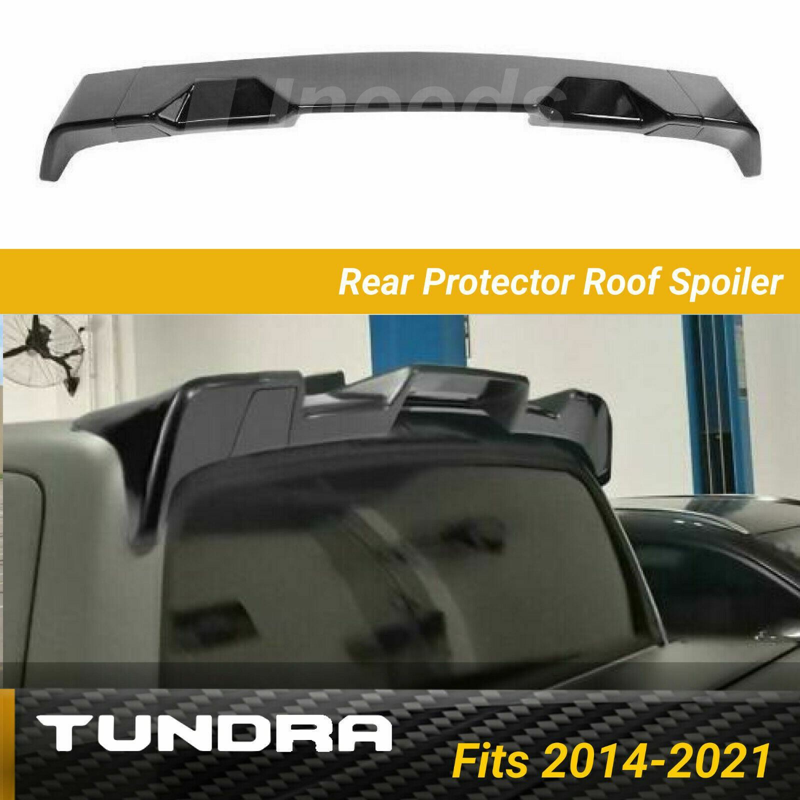 Fit 2014-2021 Toyota Tundra Glossy Black Rear Roof Protector Truck Cab ...