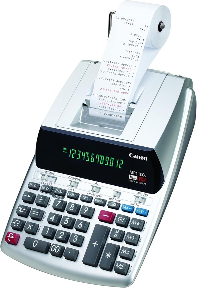 Canon MP11DX-2 Printing Calculator with Clock, Calendar & Currency ...
