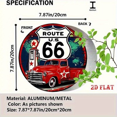 [2D Flat] 1pc Classic Car Round Aluminum Sign - Tin Metal Signs Vintage ...