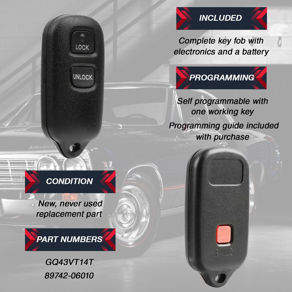 2 Remote Car Key Fobs for 2003 2004 2005 2006 2007 2008 Toyota Corolla ...