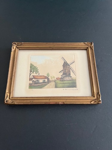 Antique Art Nouveau Wood Pie Crust Picture Frame With Print and ...