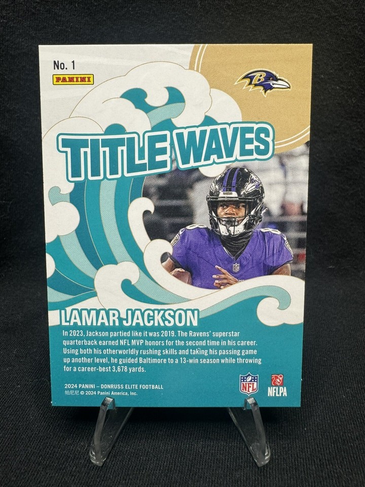 2024 Elite Football Lamar Jackson Title Waves Green #1 | eBay