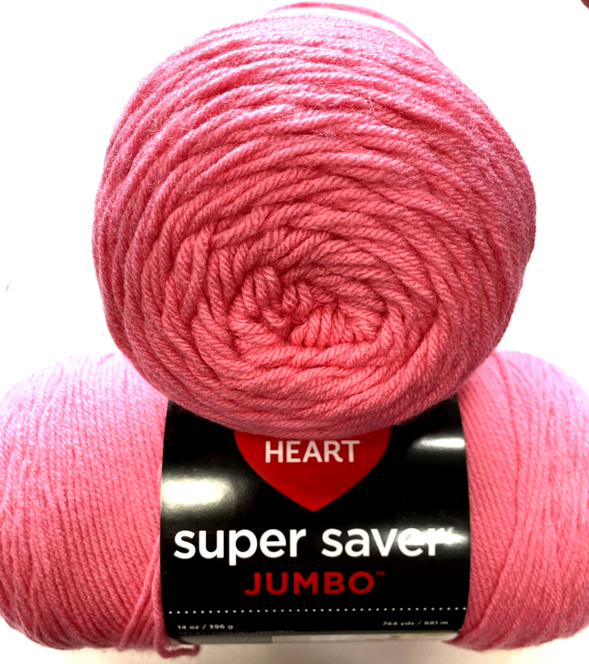 (1 SKEIN) Red Heart Super Saver Jumbo YARN "PERFECT PINK" *14oz *396g ...