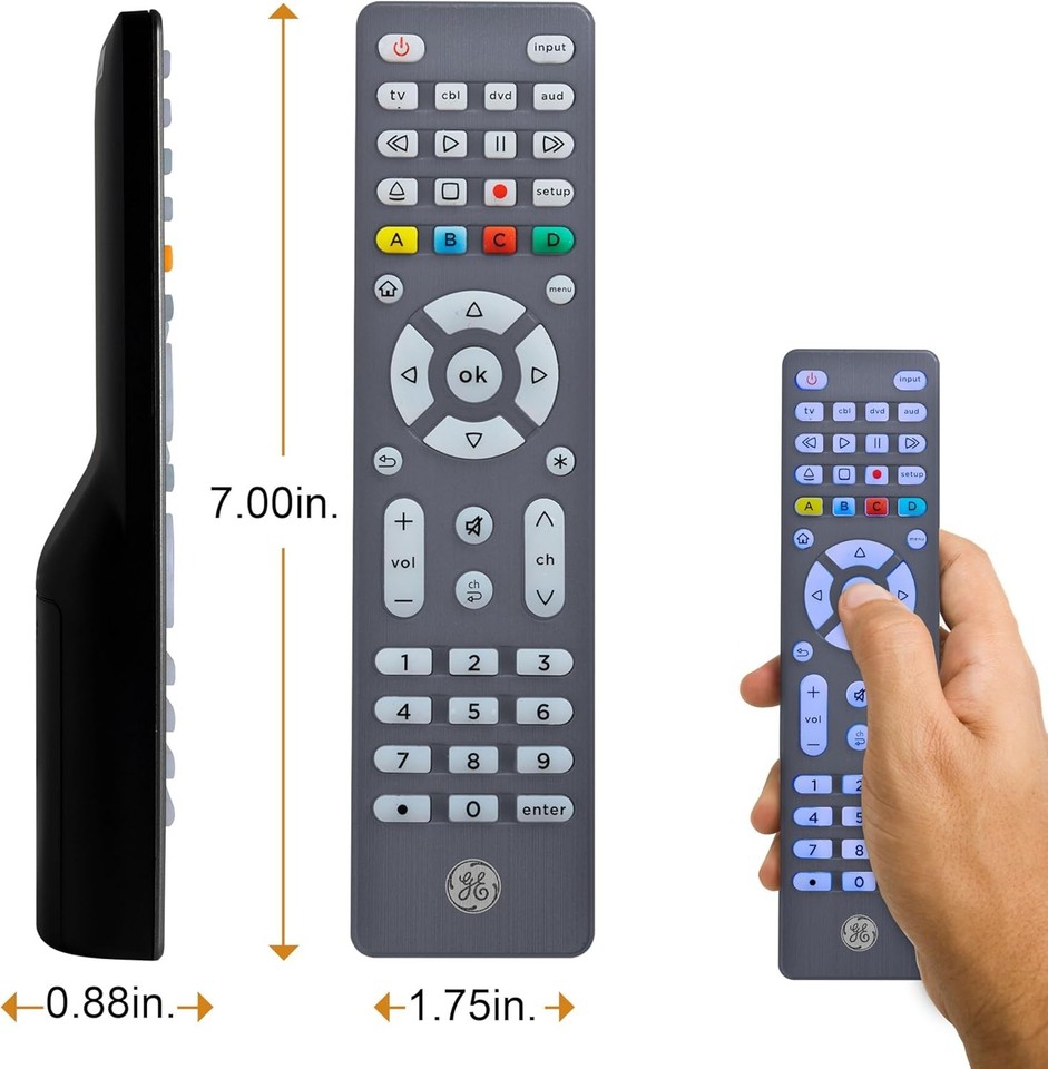 Backlit Universal Remote – 4-Device Control for Samsung, Roku, LG, Sony ...