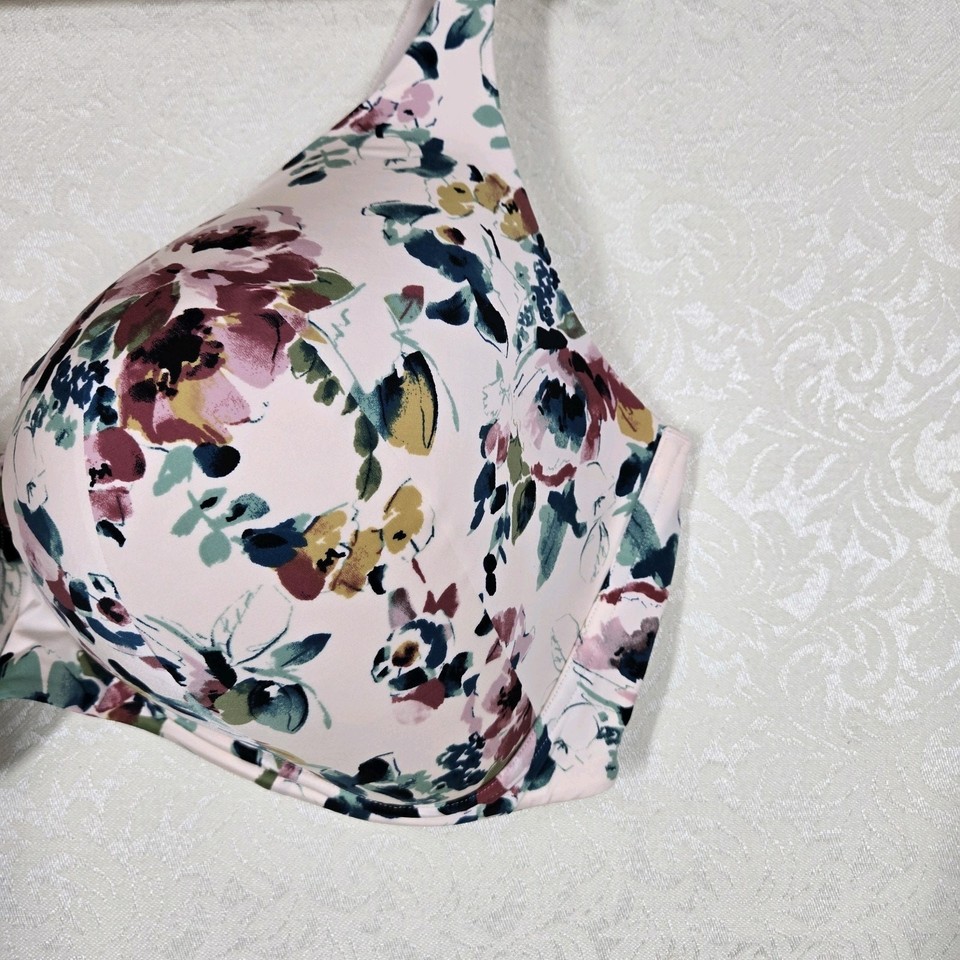 Torrid Curve Bra 46DDD Pink Green Floral Smoothing Wirefree Lightly ...