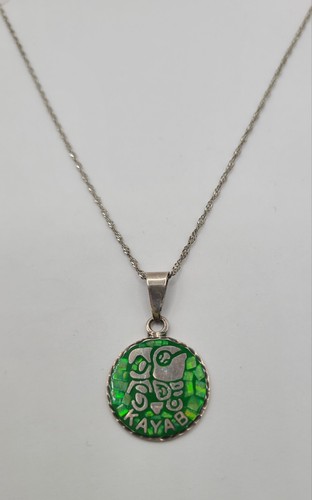 Vtg Aztec Mayan Calendar Kayab Month Inlay 950 Silver Pendant 16 ...