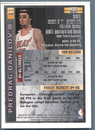 1995-96 Finest Miami Heat Predrag Danilovic #216 Rookie | eBay