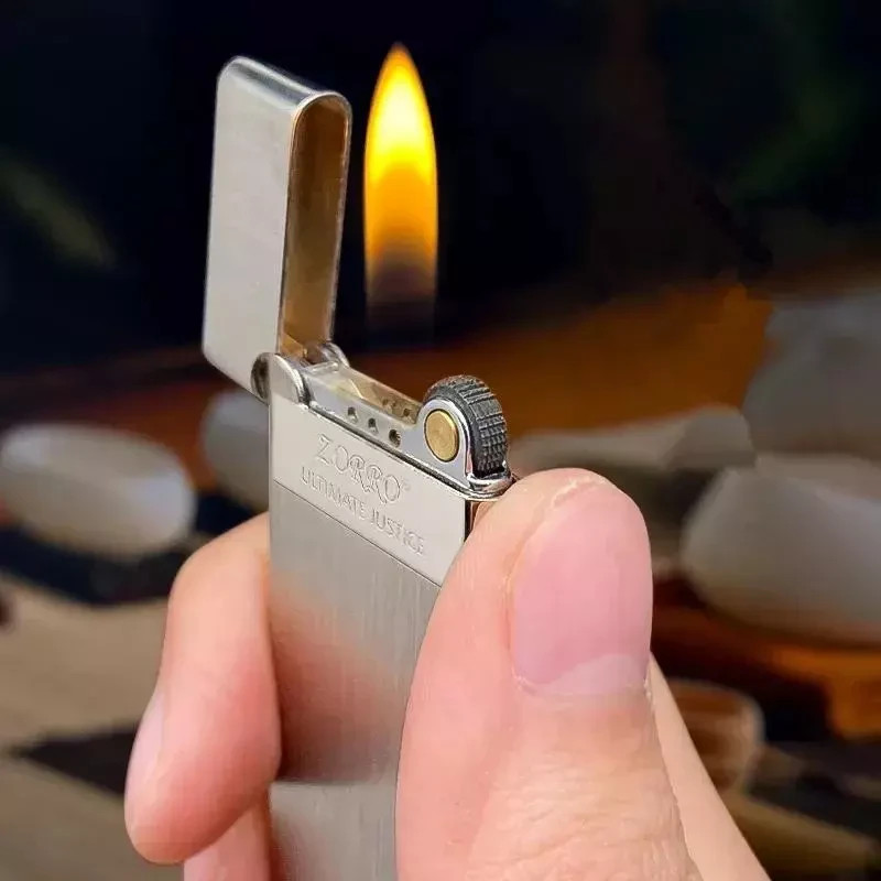 Slim Gas Lighter Portable Compact One Touch Ignition Metal Butane ...