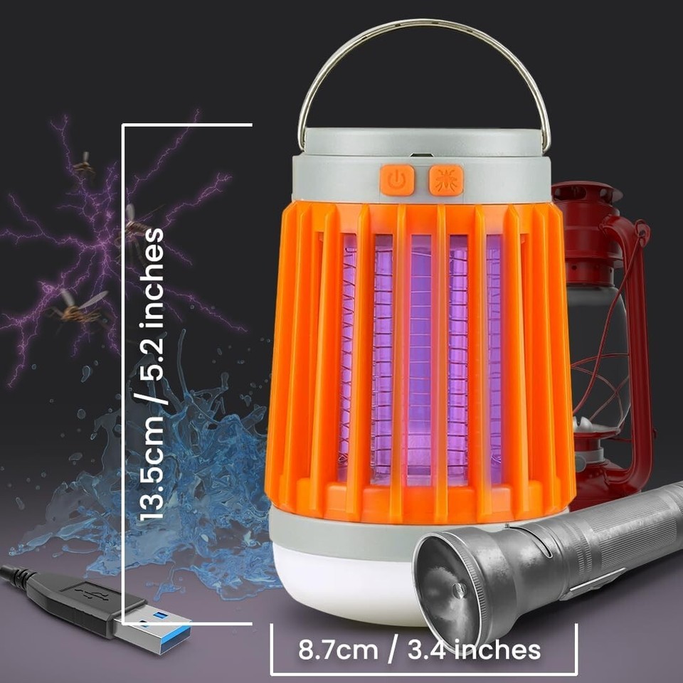 Mozz Guard Mosquito Fly Bug Zapper Buzz Bulb Cordless Killer USB Solar Lantern | eBay