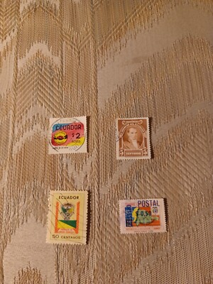 Lot Of 4 Ecuador Cancelled Postage Stamps Vintage Collection Juno ...