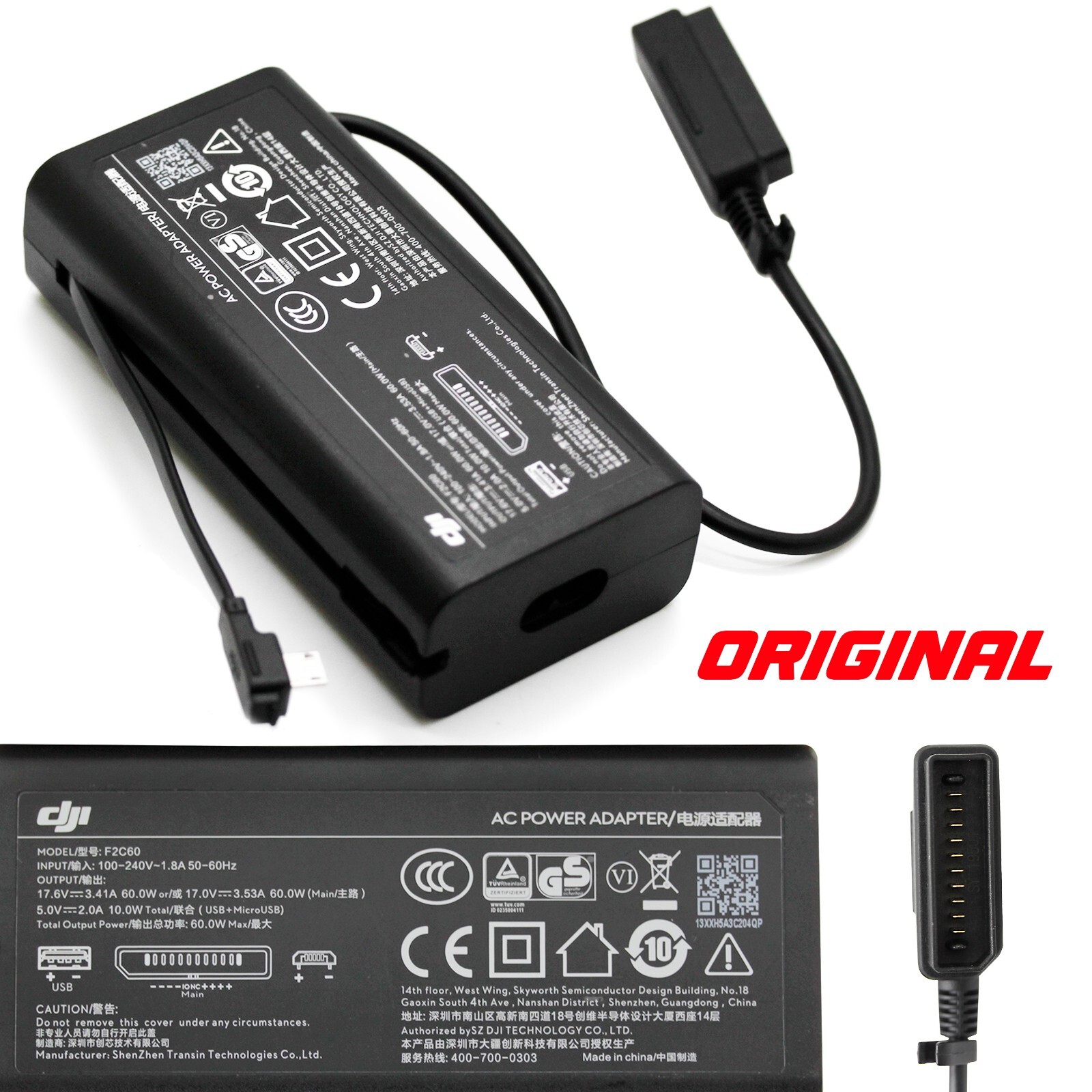 GENUINE OEM 60W Fast AC Battery Charger F2C60 For DJI Mavic 2 Pro ...