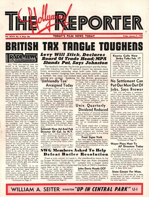 The Hollywood Reporter - Jan. 9, 1948 - Headline: British Tax Tangle ...