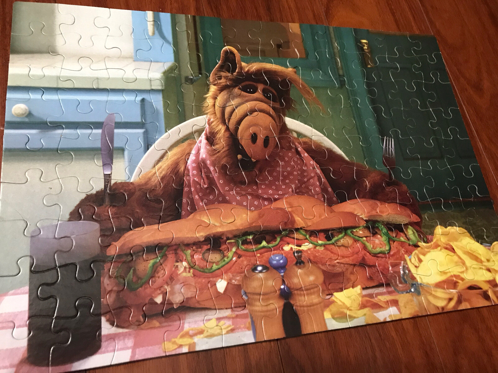 ALF 100 Piece Jigsaw Puzzle TV Show Complete MB 1987 Eating a Sub ...