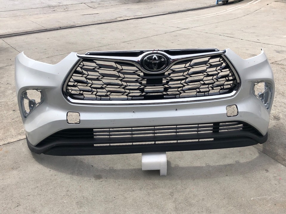 2021 2022 2023 TOYOTA HIGHLANDER FRONT BUMPER W/CHROME GRILL OEM "NO ...