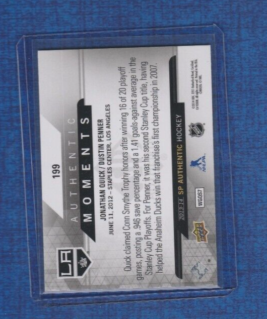 2013-14 Upper Deck SP Authentic Moments # 199 Quick / Dustin Penner | eBay