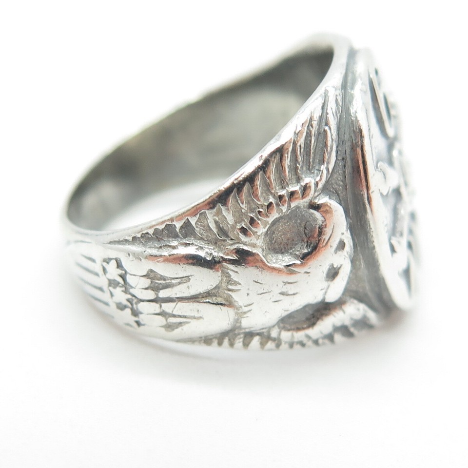 925 Sterling Silver Antique WWII US Army Recruiting Command Ring Size 7 ...