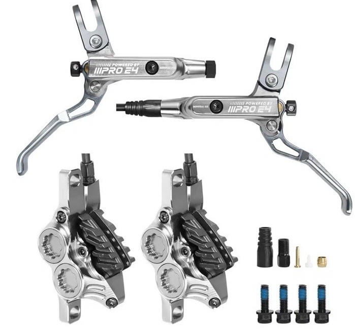 E4 Ultralight Hydraulic Brake 4 Piston Mtb Brakes with Cooling Pads 4 ...