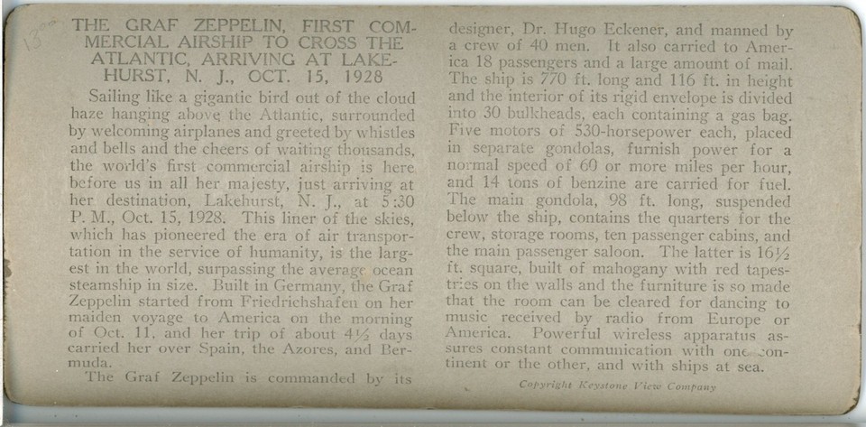 The Graff Zeppelin At Lakehurst, N.J.--Stereoview Keystone T Series ...