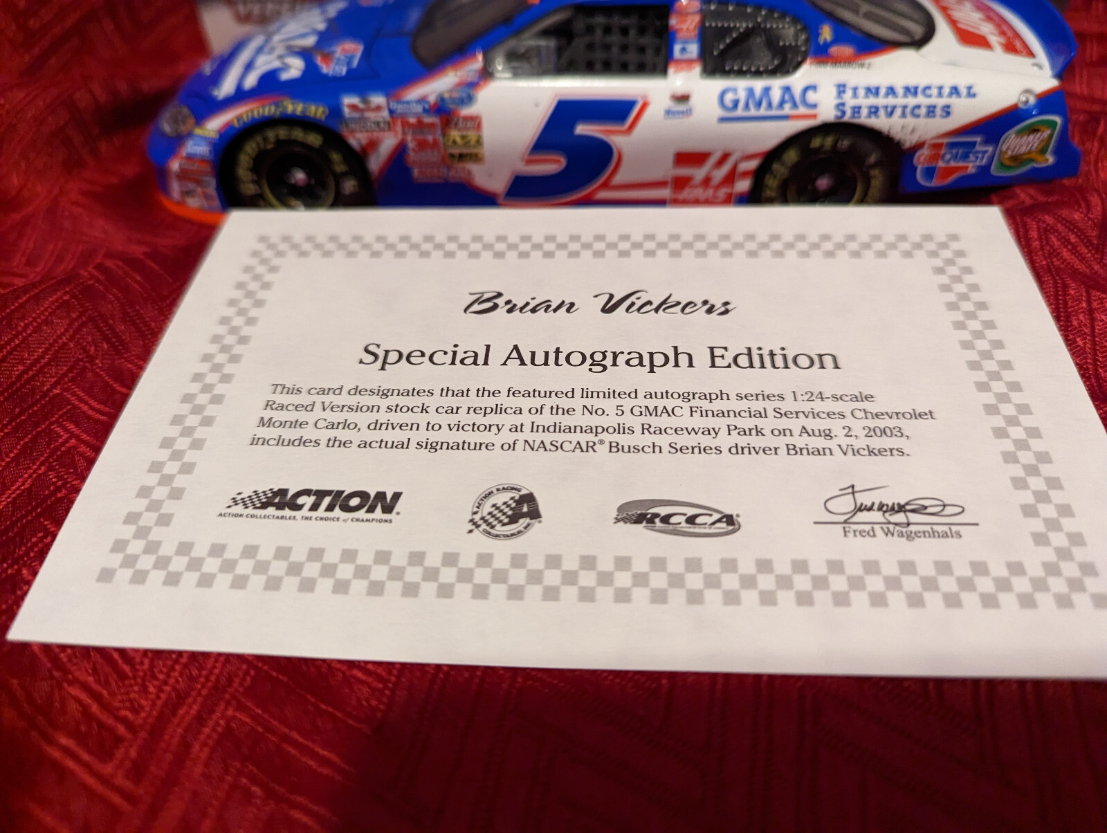 Brian Vickers AUTOGRAPHED 2003 #5 GMAC Race Win ARC 1:24 | eBay