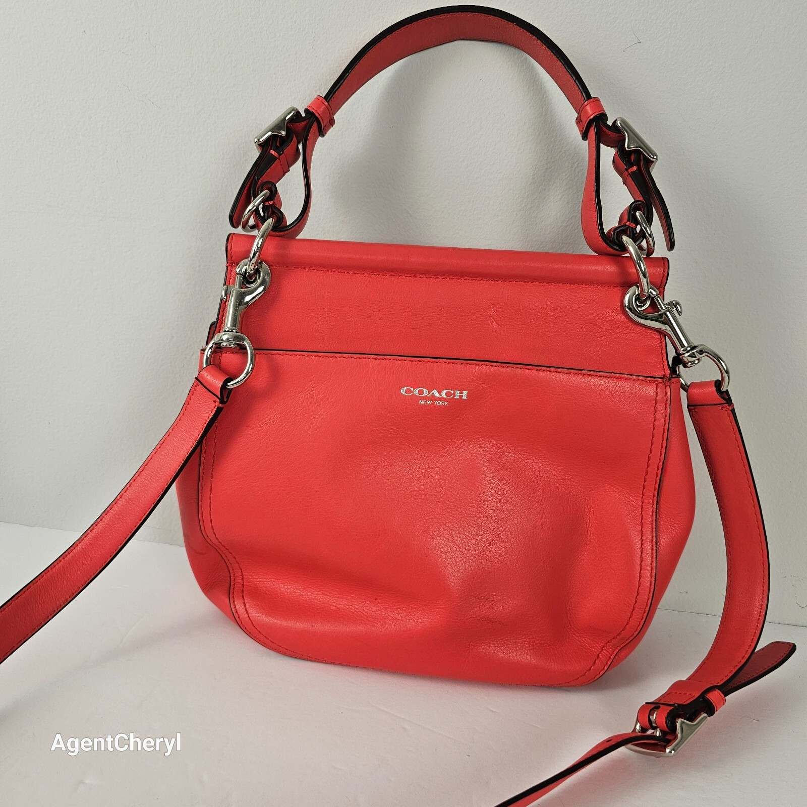 COACH Willis Coral Glovetanned Leather 22382 Crossbody Shoulder Bag ...