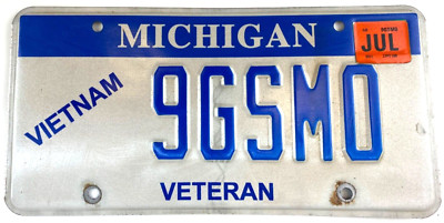 Vintage 2011 Michigan Vietnam Veteran License Plate Garage Wall Decor ...