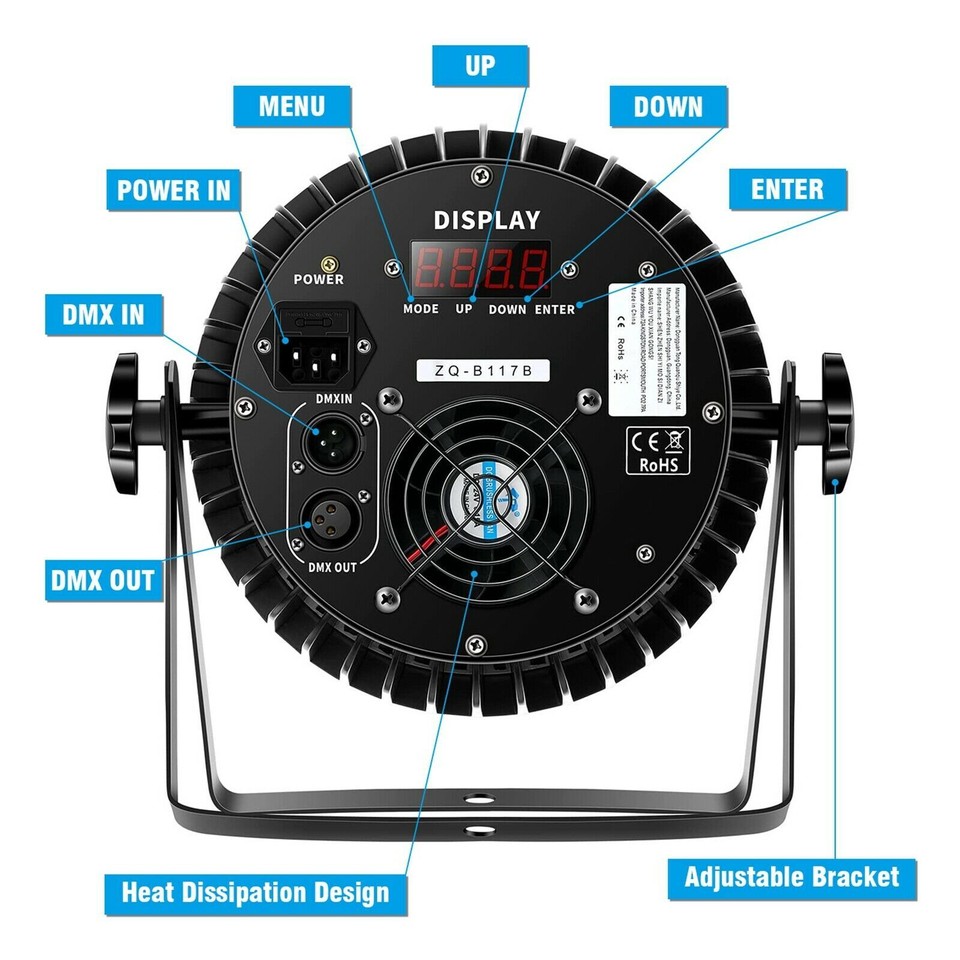 18LED Par Can Stage Lighting RGBW 270W Strobe Beam DMX DJ Disco Party ...