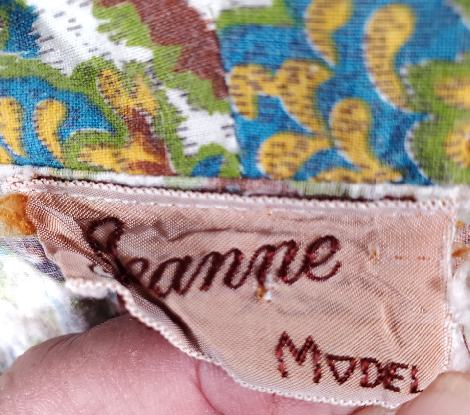 VTG 50's Jeanne Model A-Line V Neck Sleeveless Dress Sz 10 Floral Trad ...