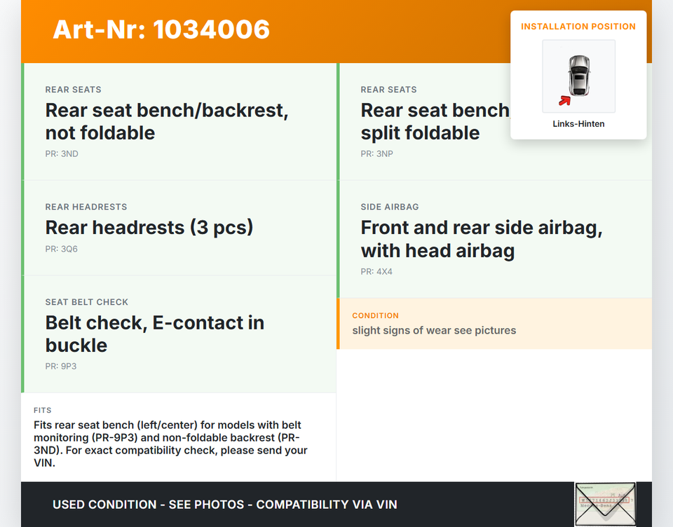 Belt seatbelt buckle Left and Centre Rear for VW Phaeton 3D 10-16 ...