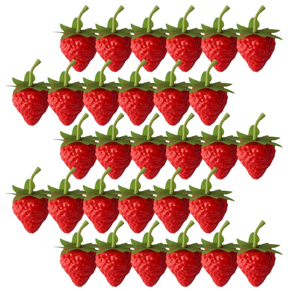 40 Pcs Realistic Fake Strawberry Simulated Fruits Dollhouse Miniatures ...