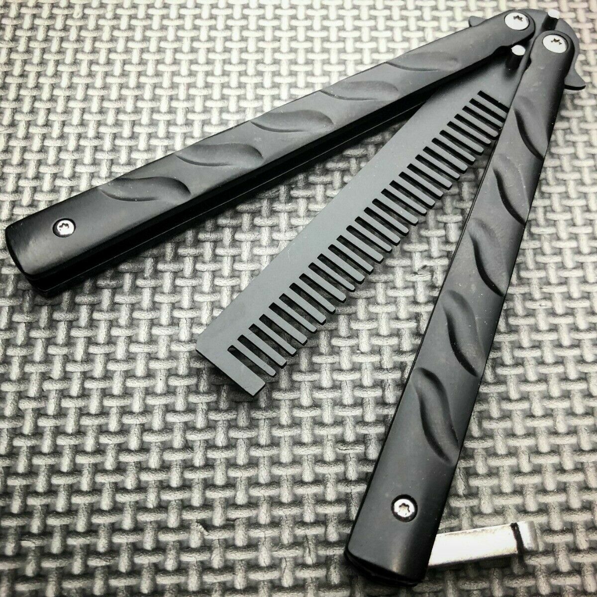 High Quality Practice BALISONG BUTTERFLY Trainer Comb Brush Knife Black ...