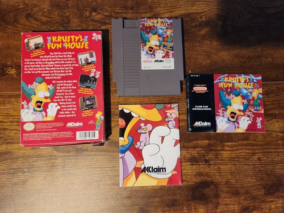 Krusty's Fun House Nintendo NES COMPLETE IN BOX WITH POSTER 21481107019 ...