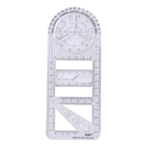 Multifunctional Geometric Drawing Ruler Rotatable Art Design Template ...