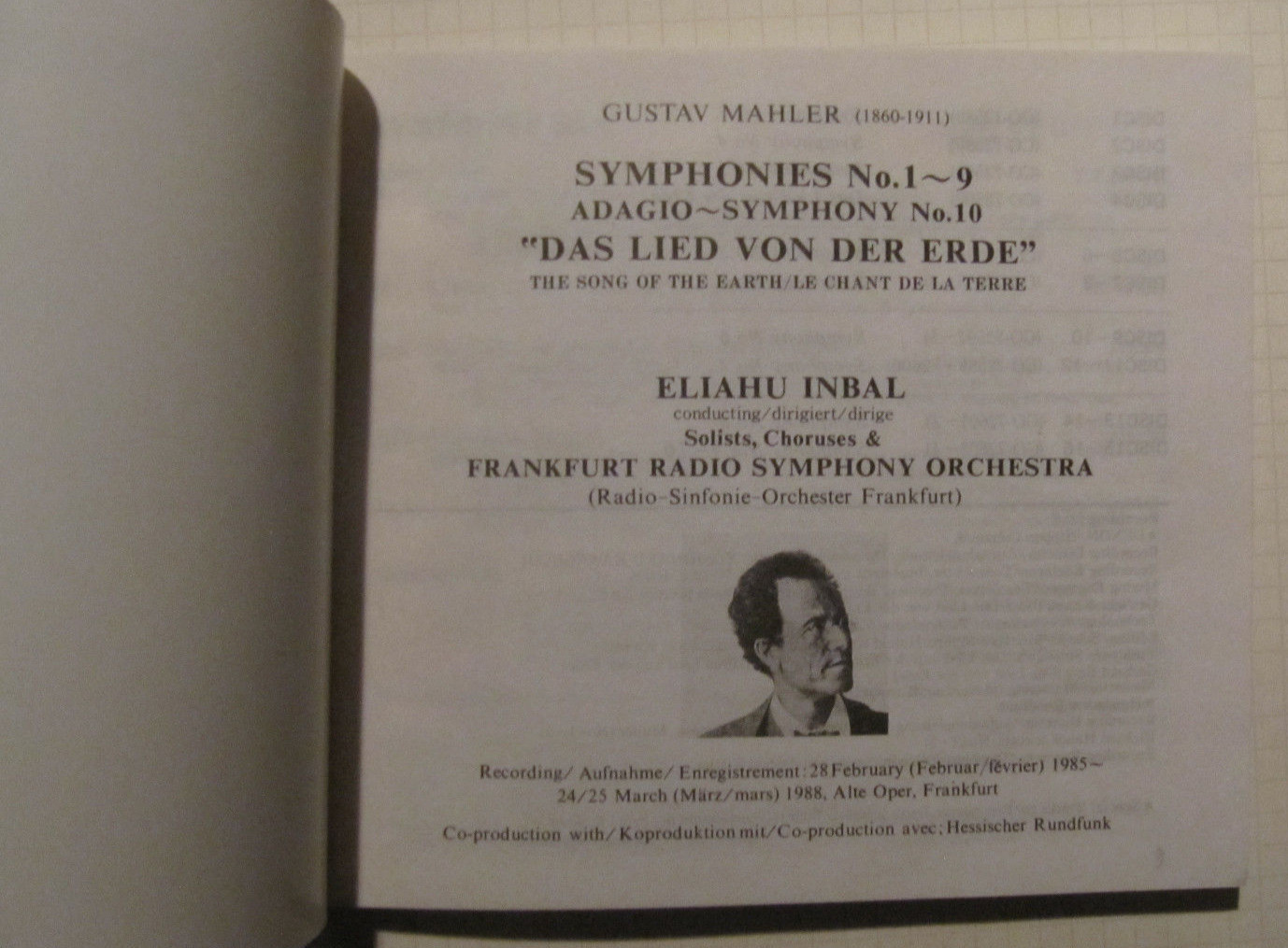 Gustav MAHLER Eliahu INBAL Symphony 1-10 DENON JAPAN 16CD Das Lied von ...