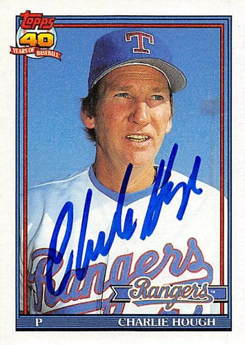Charlie Hough autographed Baseball Card (Texas Rangers, SC) 1991 Topps ...