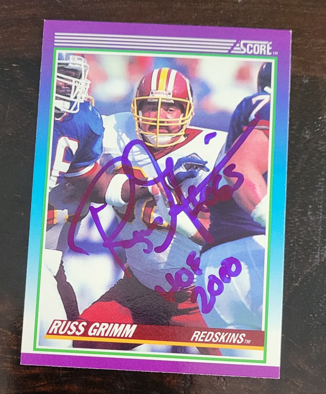 RUSS GRIMM Signed 1990 Score #205 Washington Redskins Card Autograph ...