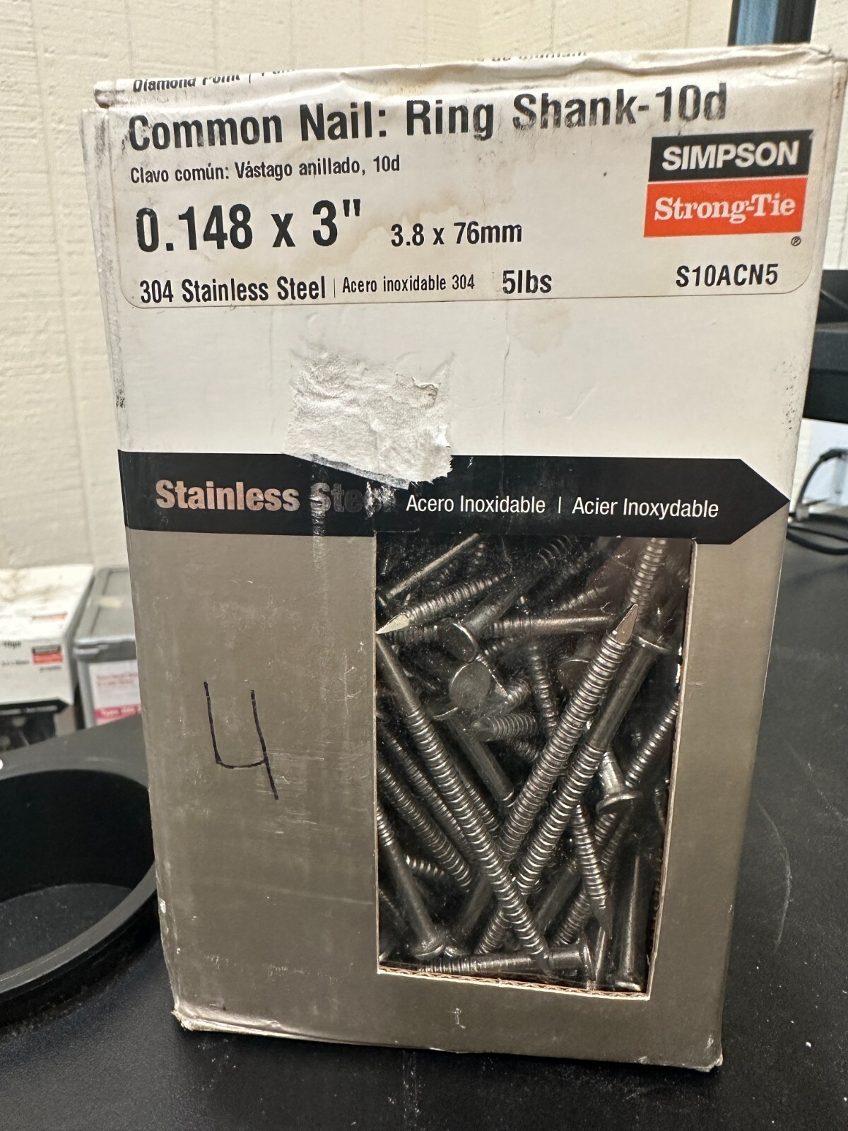 Simpson Strong-Tie Common Nail: Ring Shank-10g 0.148x3" 5lb stainless ...