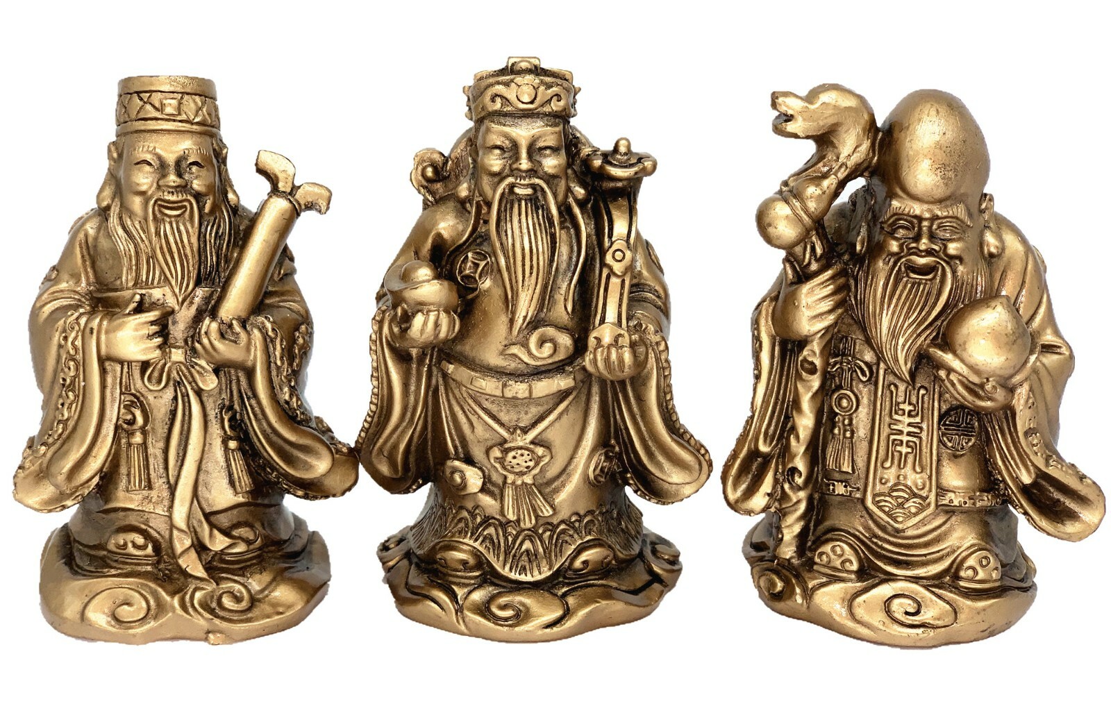 Feng Shui Fuk LuK Sau/Fu Lu Shou Three Chinese Gods Sets Home Office ...