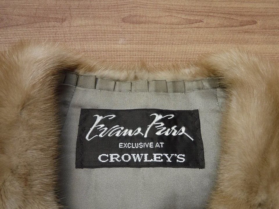 Evans Fur Exclusive At Crowley's Honey Genuine Mink Coat Women M(8/10 ...