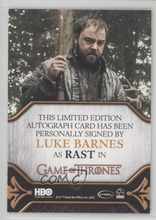 2023 Game of Thrones Art & Images Legacy Luke Barnes as Rast Auto 5l1 ...