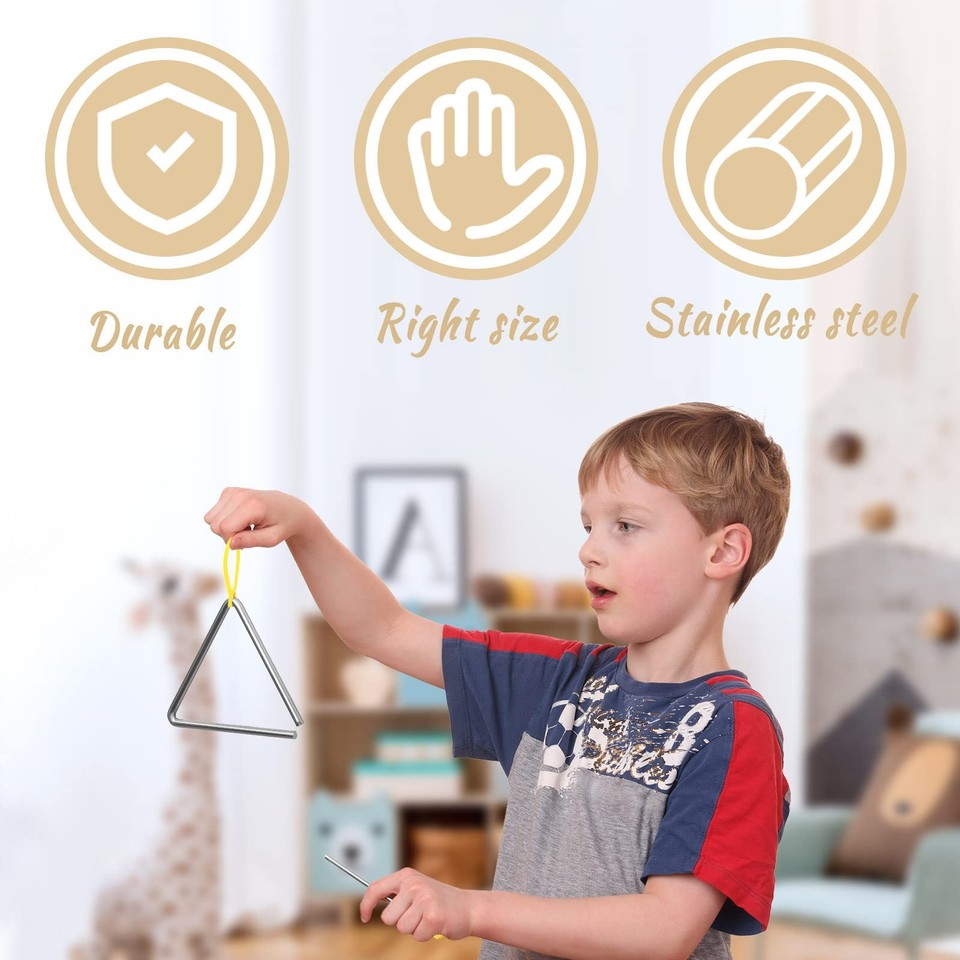 10 Pcs Triangle Instrument Musical Triangle Steel Percussion Instrument ...