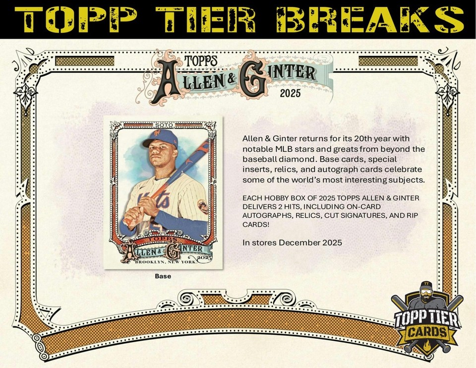 MIAMI MARLINS 2025 TOPPS ALLEN & GINTER 4X HOBBY BOX 1/3 CASE BREAK ...