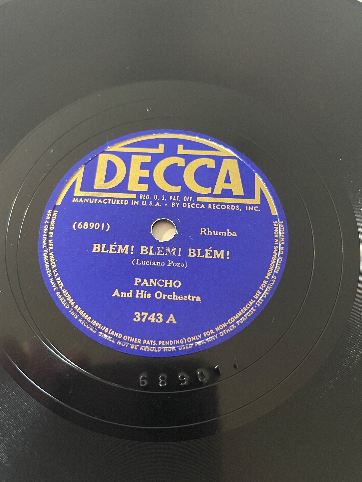 PANCHO and HIS ORCHESTRA - BLEM! BLEM! BLEM! / GREEN EYES on DECCA 3743 ...