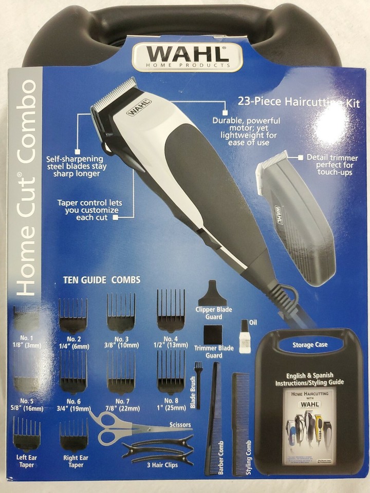 WAHL Home Cut Combo Complete Haircutting 23 Pieces Kit Black White ...