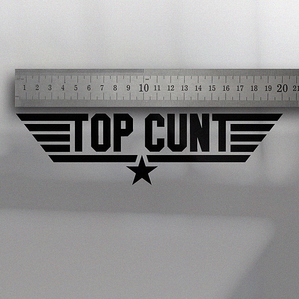 2 x TOP GUN Stickers 200mm funny rude jdm drift race ute bns vinyl car ...