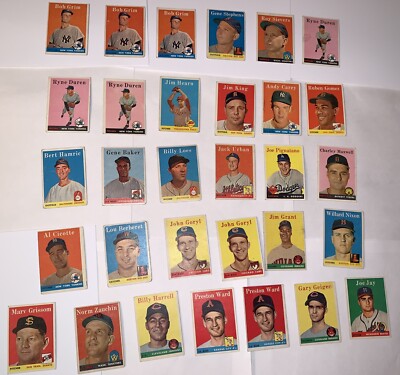 1958 Topps Original Vintage Baseball Cards Commons Lot of Thirty One ...