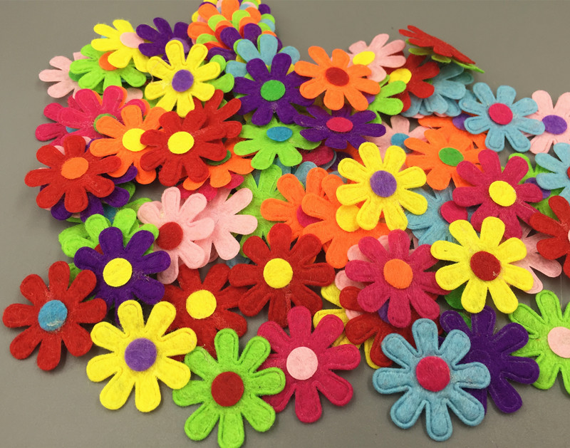 DIY 200X Flowers Felt Appliques Fabric Flower decoration Non-woven ...